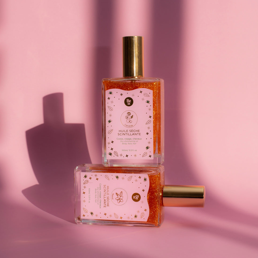 Huile Sèche Scintillante Corps, Visage & Cheveux – Hydratante aux Huiles de Coco, Jojoba, Sésame ...